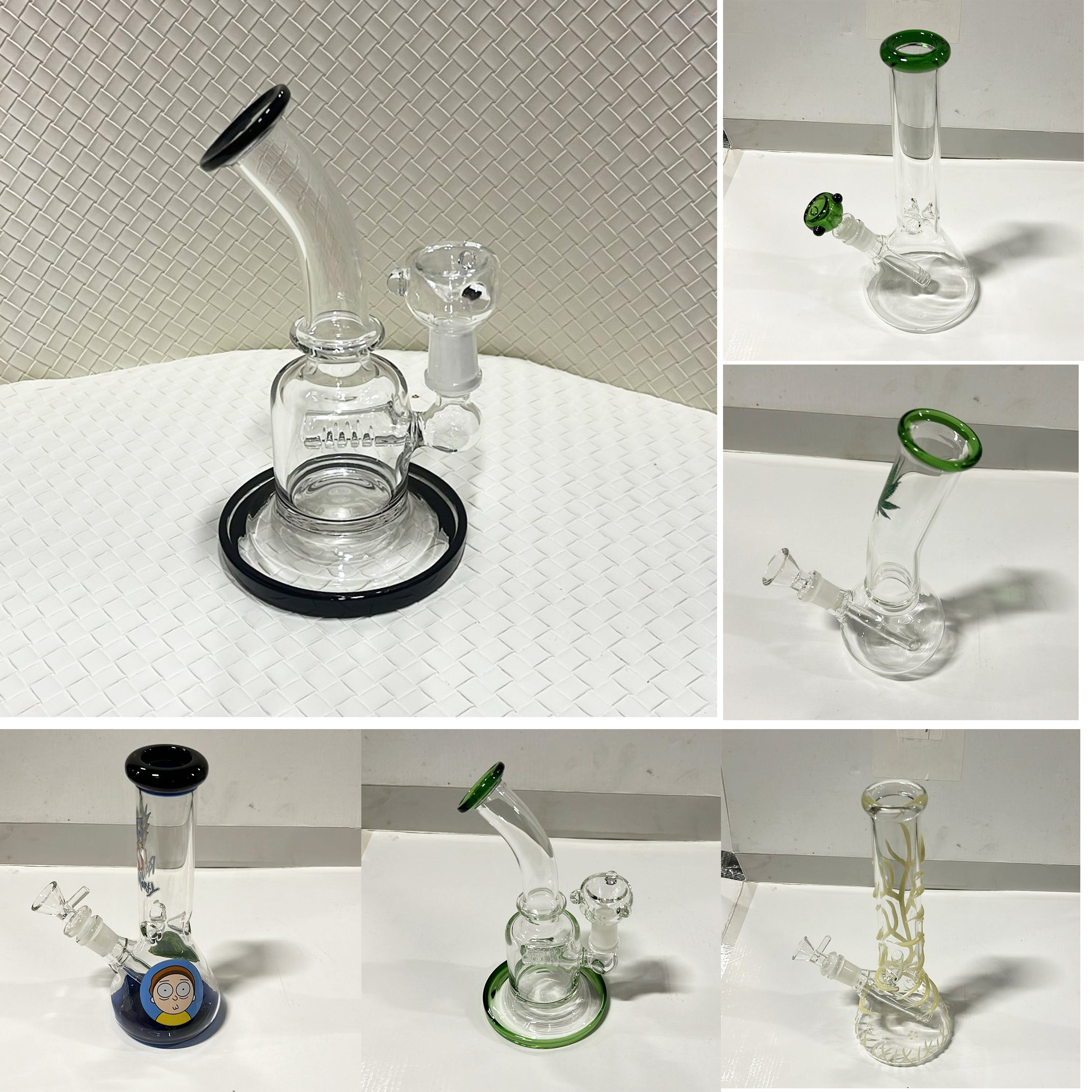A6593 , Clear Glass Rig Water Pipe Bubbler (Mixed) & – HCP WHOLESALE