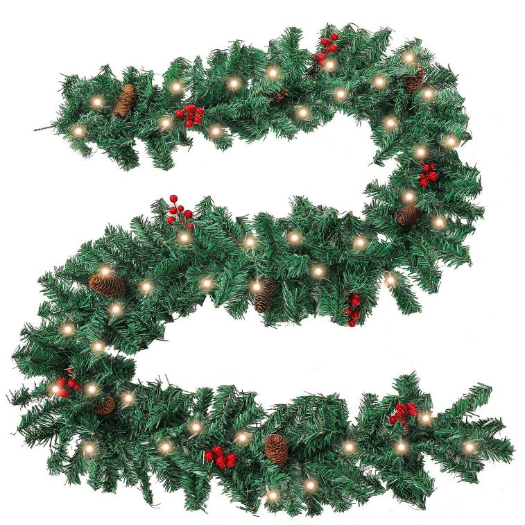 A6545 , Christmas Garland with LED light & – HCP WHOLESALE